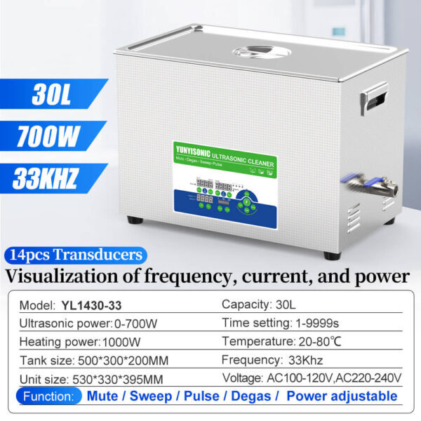 30L 700W 33kHz Lab Ultrasonic Bath | Assisted Extraction, Separation, Mixing, Dispersion ...